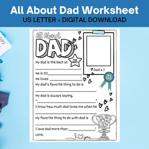 All About Dad Worksheet | Father's Day Activity for Kids | Dad ...