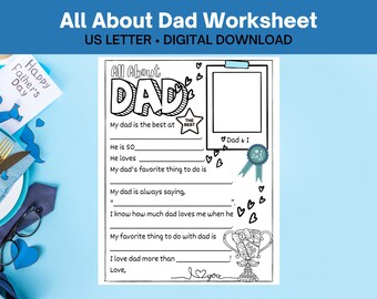 Printable all About My Dad Quiz Father's Day Questionnaire for Kids ...