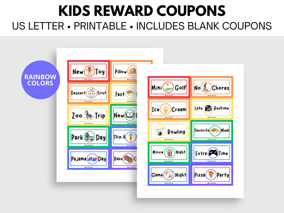 Kids Reward Coupon Printable - Etsy