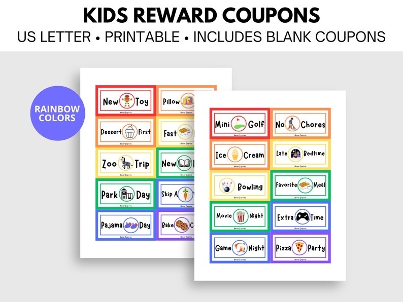 Kids Reward Coupon Printable - Etsy
