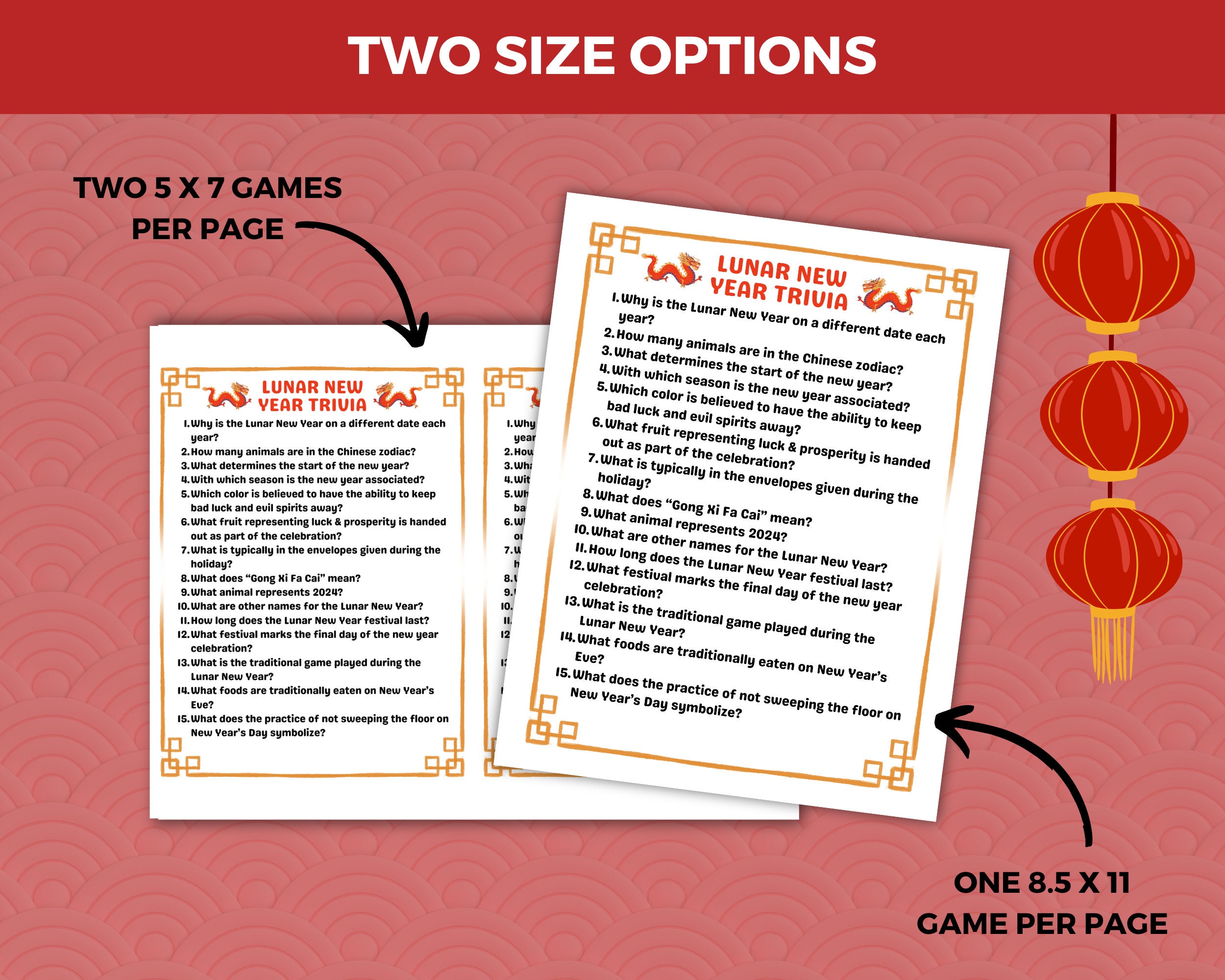 Lunar New Year Trivia Printable Game | Chinese New Year | Year of the ...