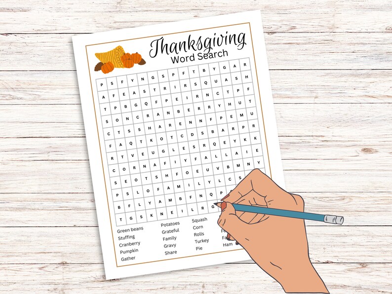 Thanksgiving Word Search Printable Party Game - Etsy