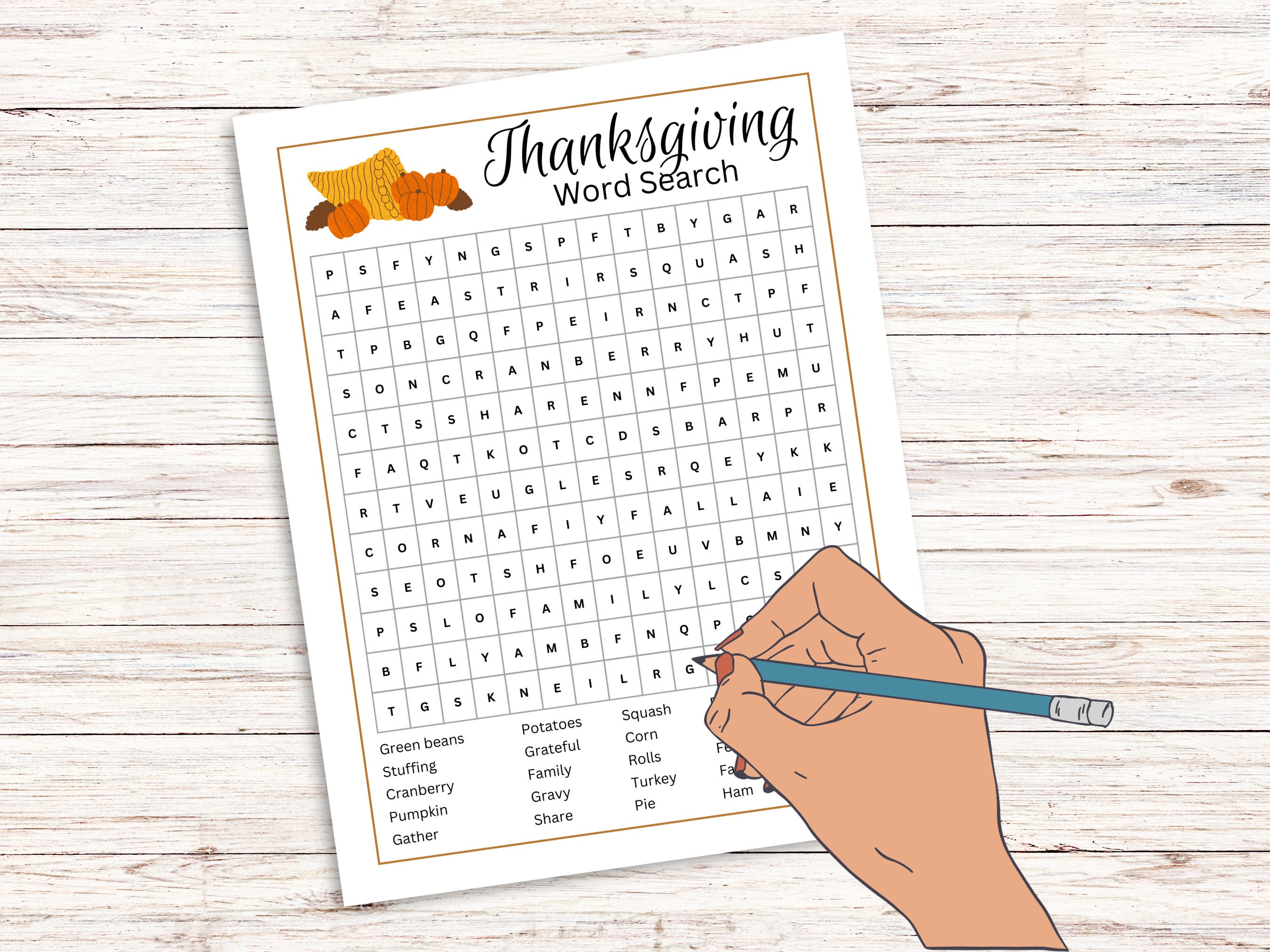 Thanksgiving Word Search Printable Party Game - Etsy