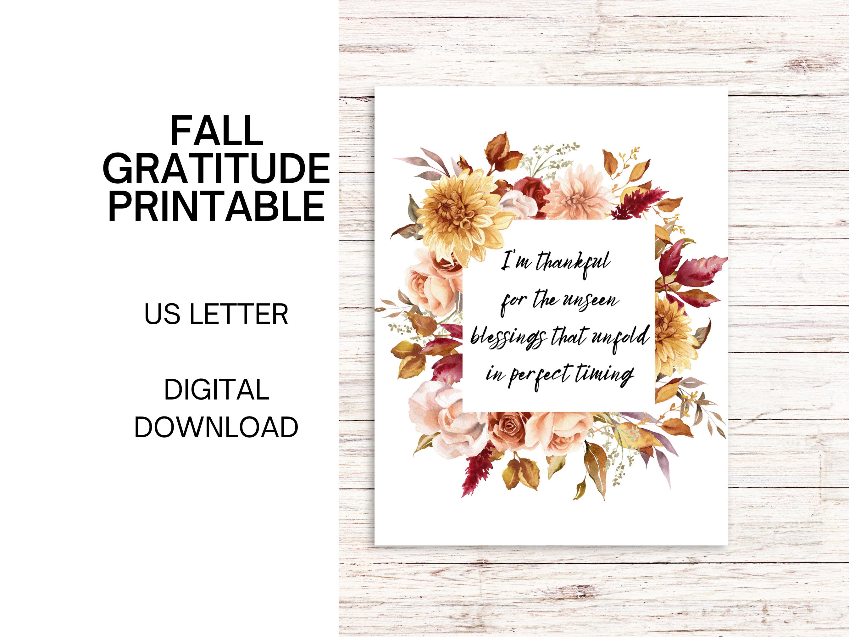 Fall Gratitude Quotes Printable Bundle Thanksgiving Inspirational ...
