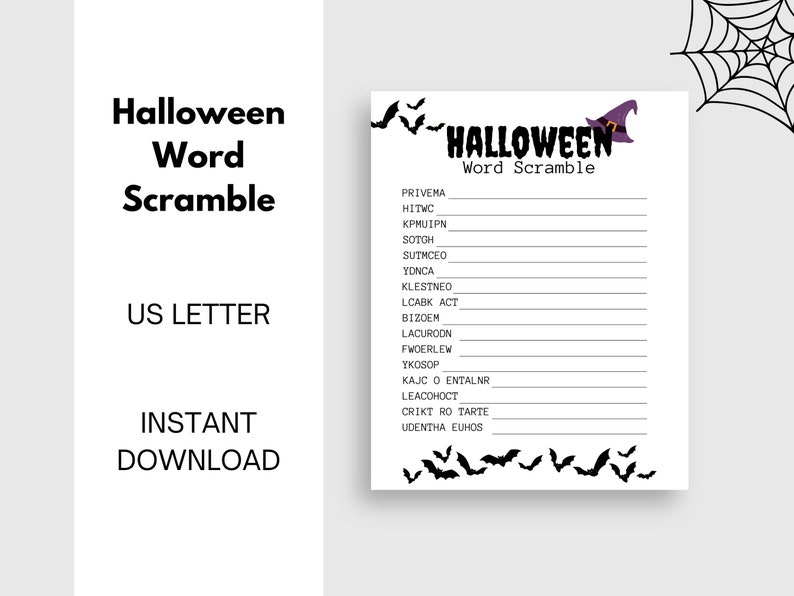 Halloween Word Scramble Printable Party Game - Etsy