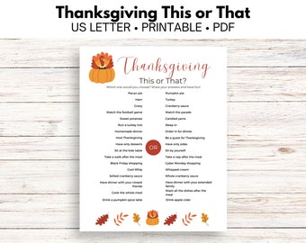 Thanksgiving THIS OR THAT - Thanksgiving Party Game - Printable ...