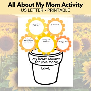 All About My Mom Activity Page | Printable Mother's Day Worksheet for ...