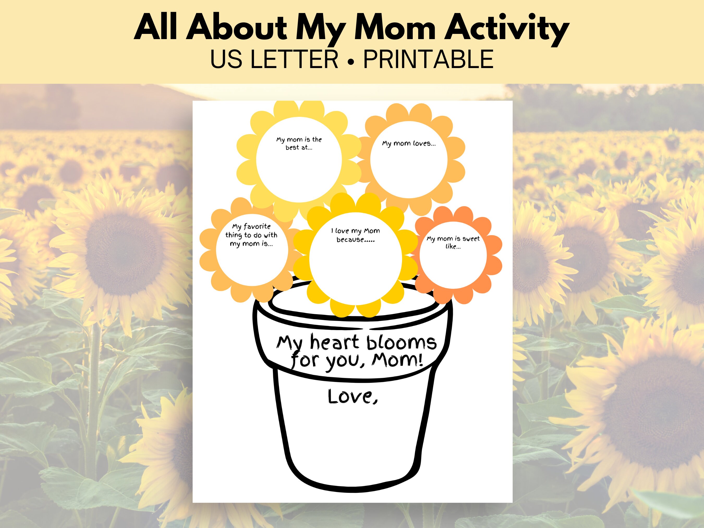 All About My Mom Activity Page | Printable Mother's Day Worksheet for ...