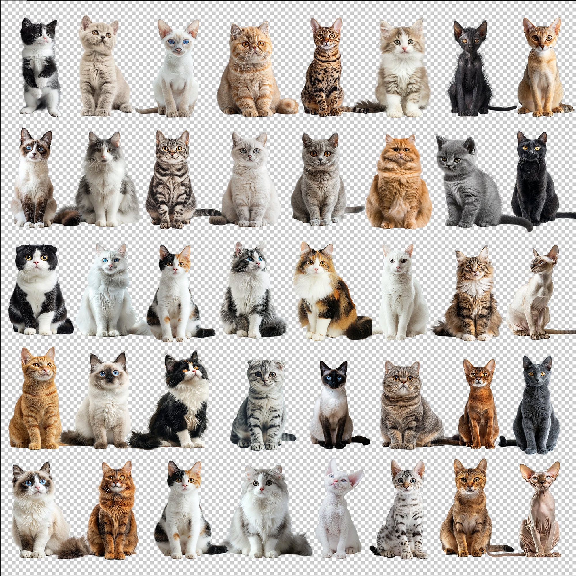 Cat Clipart Bundle 250 Cut Files Transparent Background PNG for Cat ...