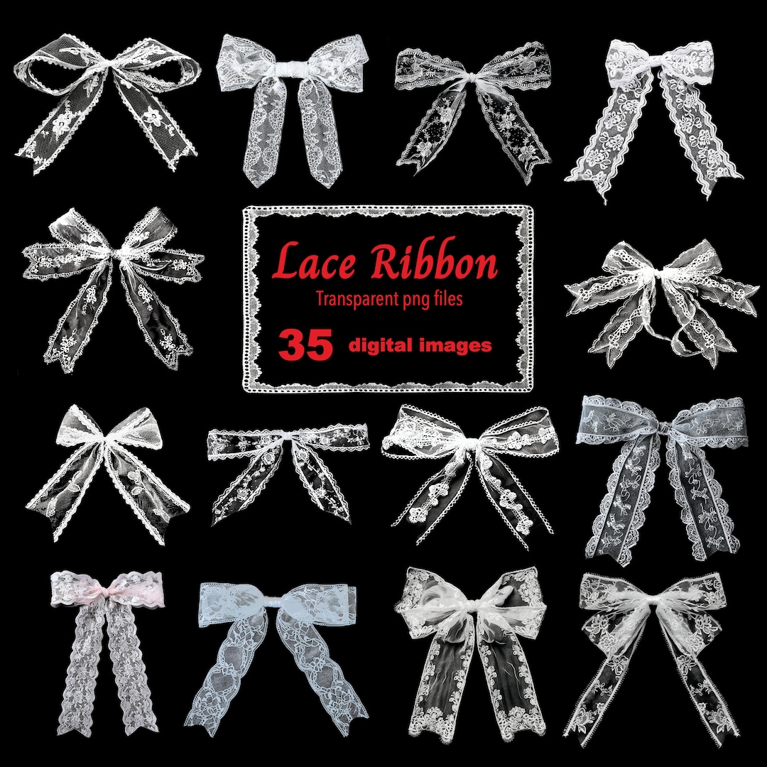 Lace Trim Ribbon Bows Clipart | Cut Files | Transparent Background ...