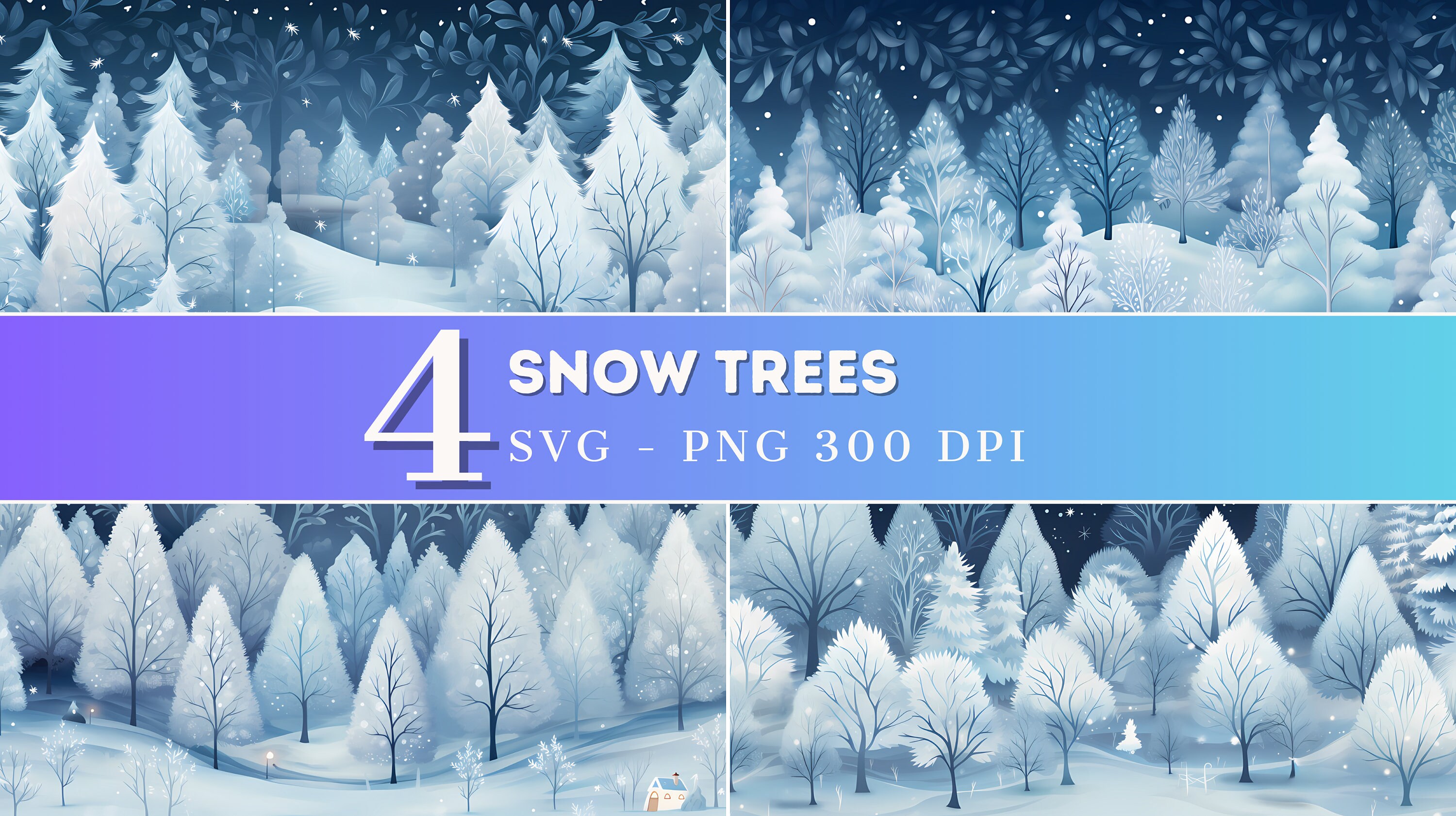 Snow Trees 4 JPG PNG Background Textures, Snowy Design Texture for DIY ...
