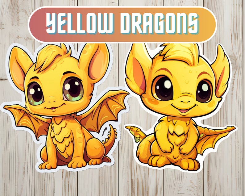 Yellow Baby Dragon 6 SVG, PNG Clip Art Bundle, elementos png ...