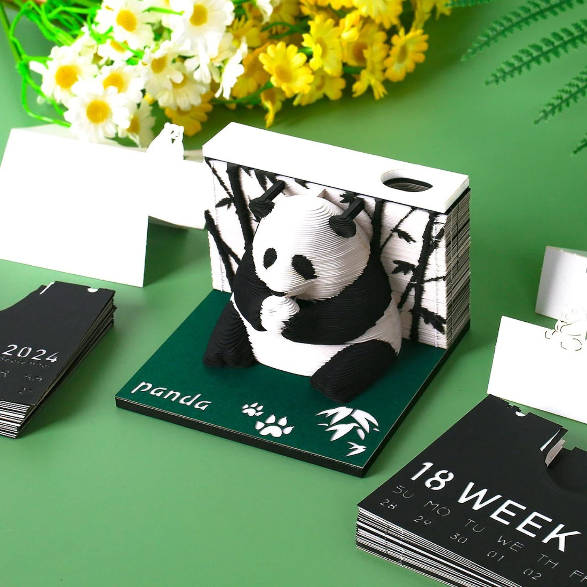 2024 Omoshiroi Block Calendar Panda 3D Art Notepad Panda Block Calendar ...