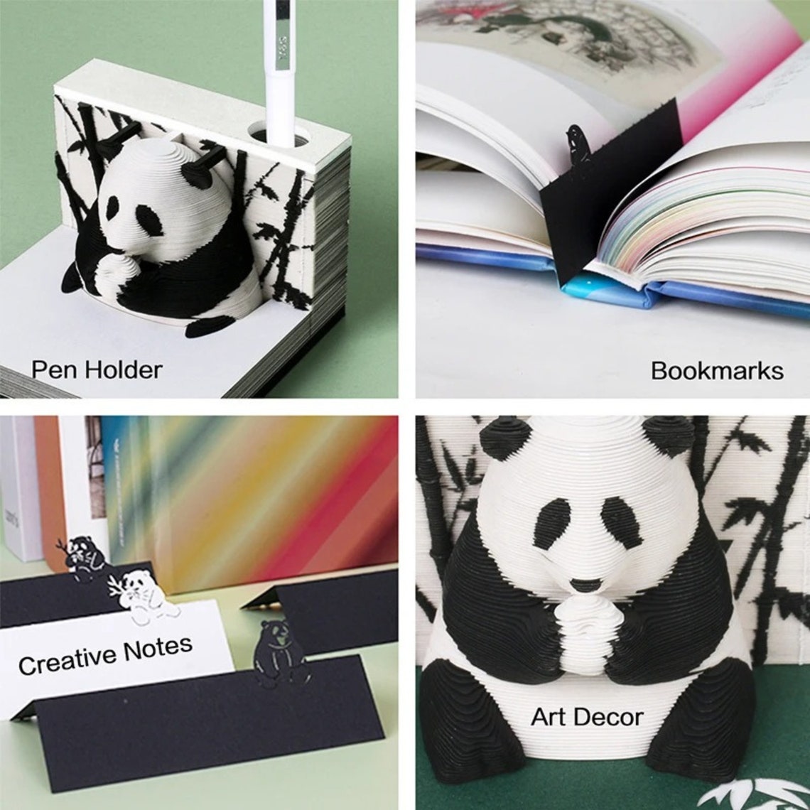 2024 Omoshiroi Block Calendar Panda 3D Art Notepad Panda Block Calendar ...