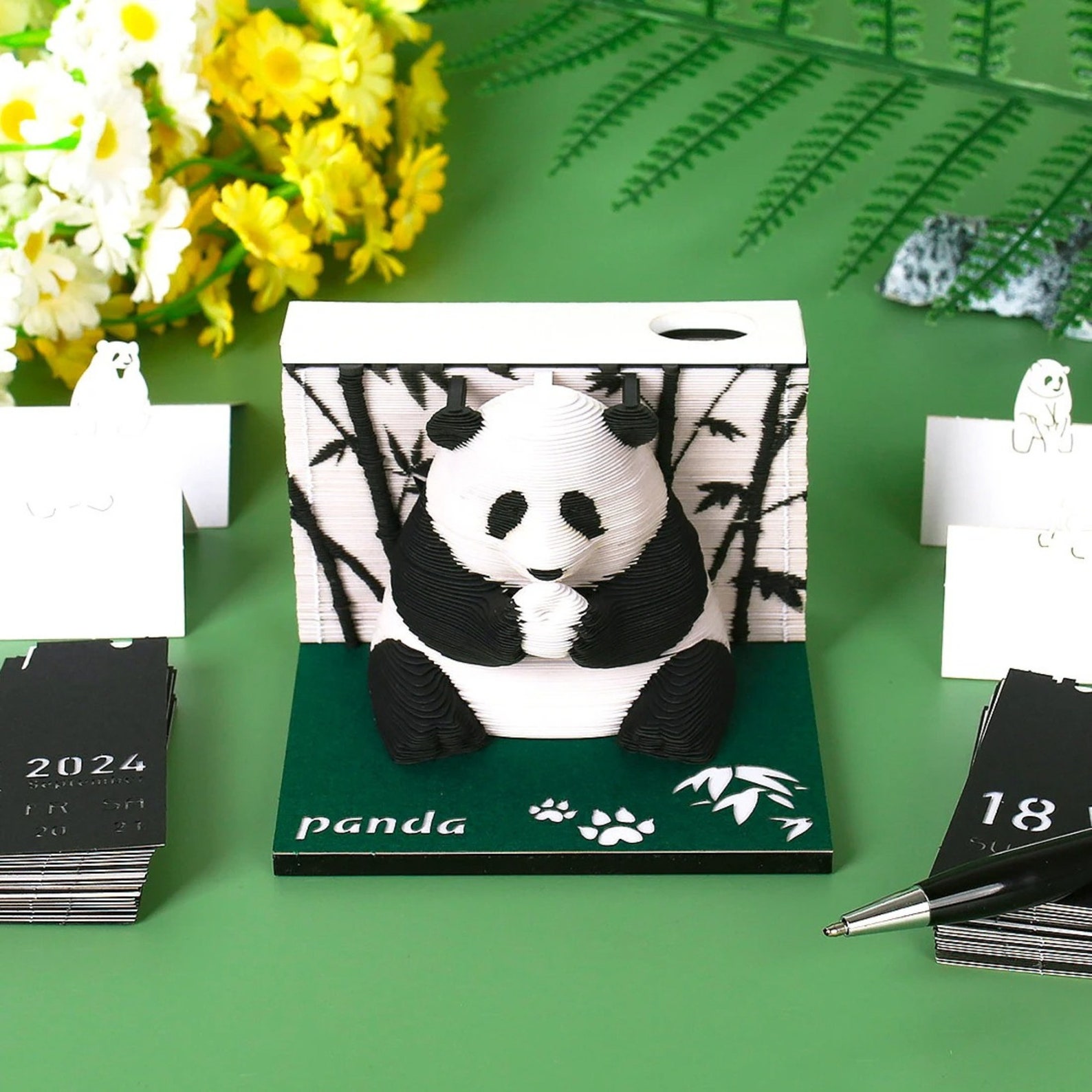 2024 Omoshiroi Block Calendar Panda 3D Art Notepad Panda Block Calendar ...