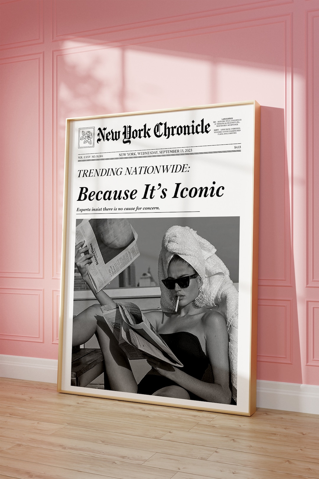 Trendy Newspaper Wall Art, New York News Print | Vintage Bar Cart, It ...