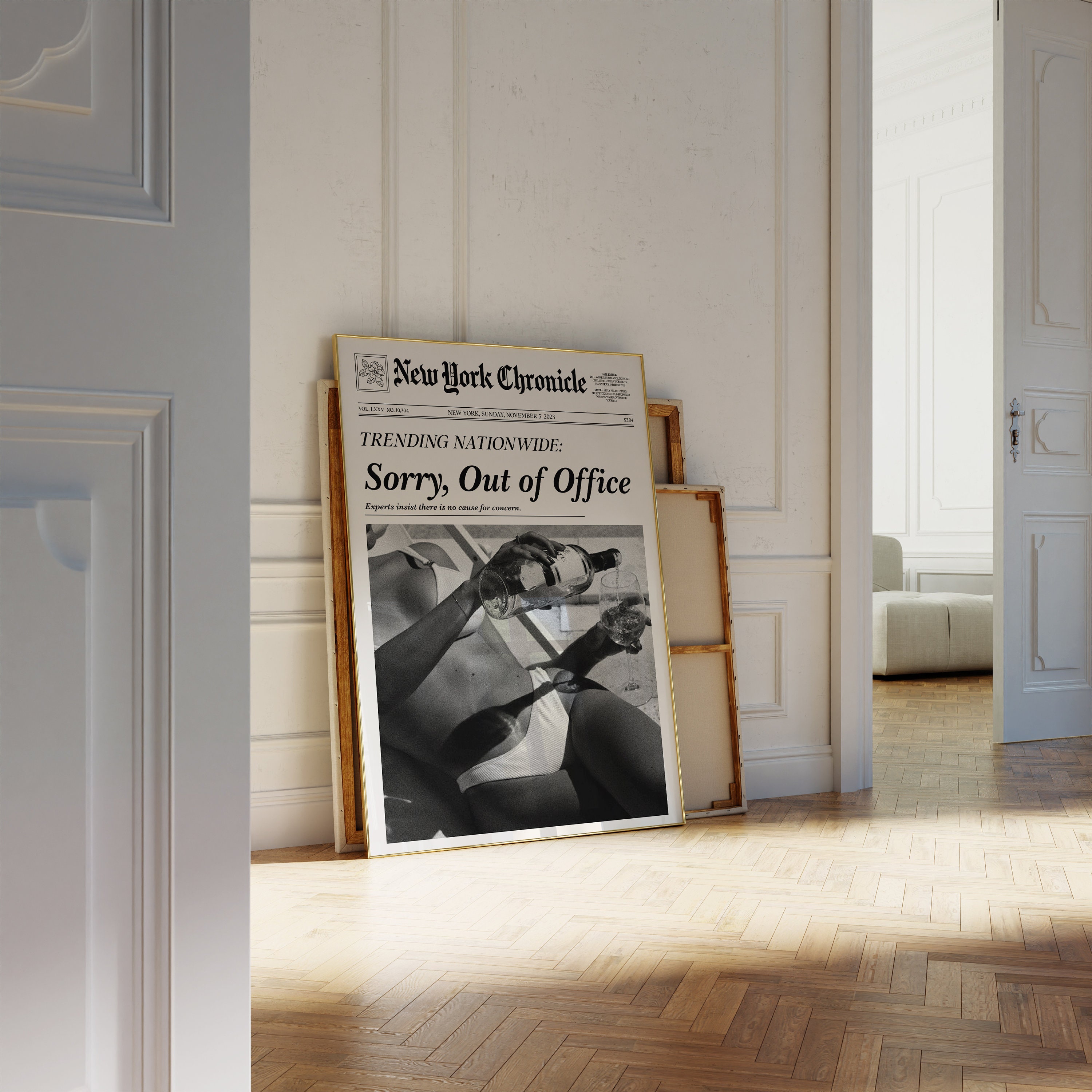 Trendy Newspaper Wall Art, New York News Print | Vintage Bar Cart, It ...