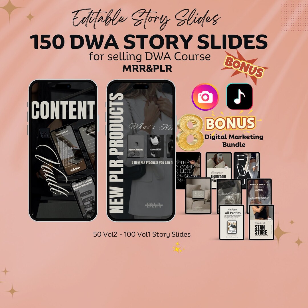 150 Dwa Mega Bundle Instagram Story Slides PLR/MMR | Digital Wealth Academy | Digital Product ...