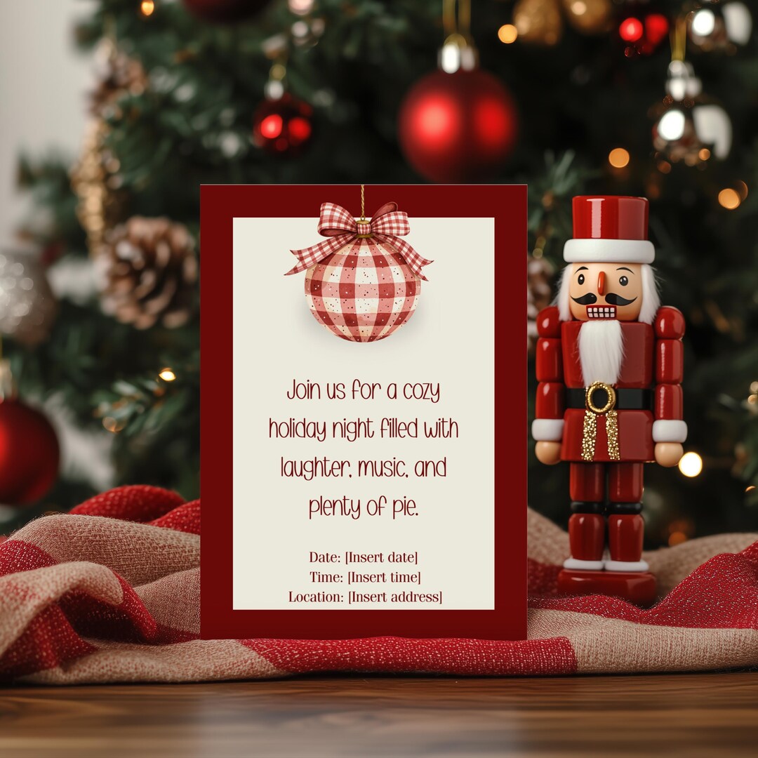Editable Rustic Christmas Invitation Cozy Holiday Party Template ...