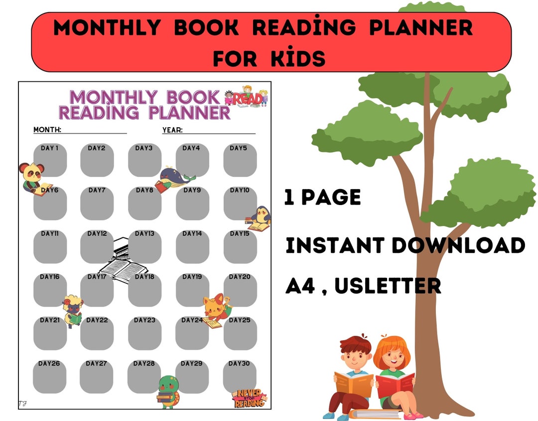 Monthly Book Reading Planner for Kids/ Reading Planner / Book - Etsy