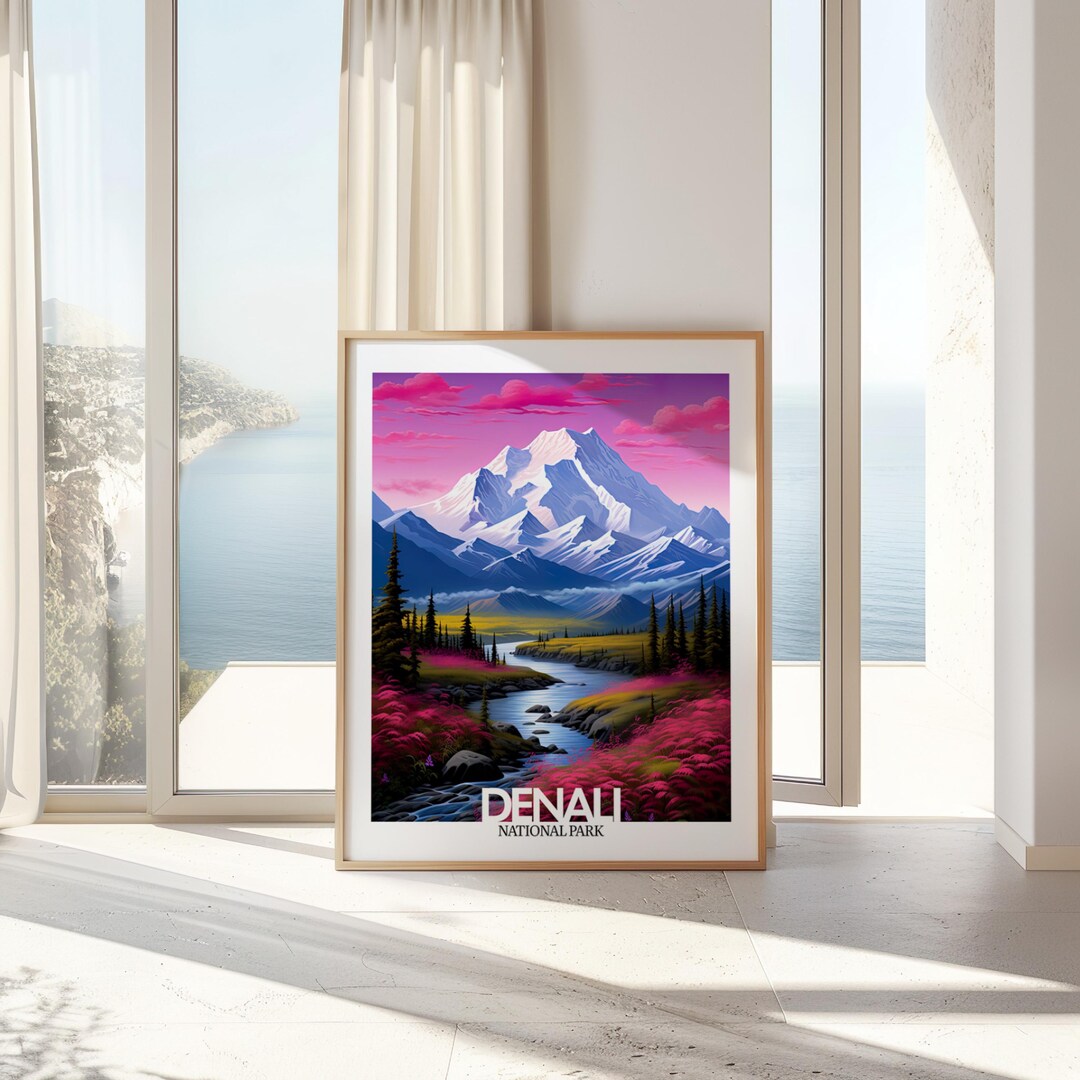 Denali National Park Printable Wall Art, Mountain Sunrise Digital ...