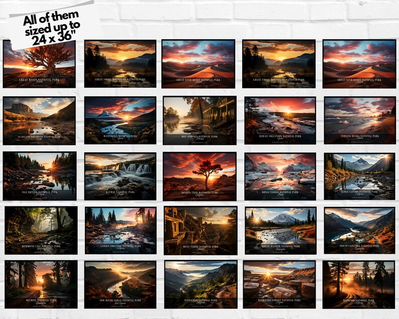 US National Parks Posters Set of All 63 National Parks Posters Prints ...