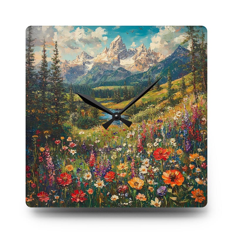 Grand Teton wyoming National Park Painted Oil on Canvas Wall Clock - Etsy