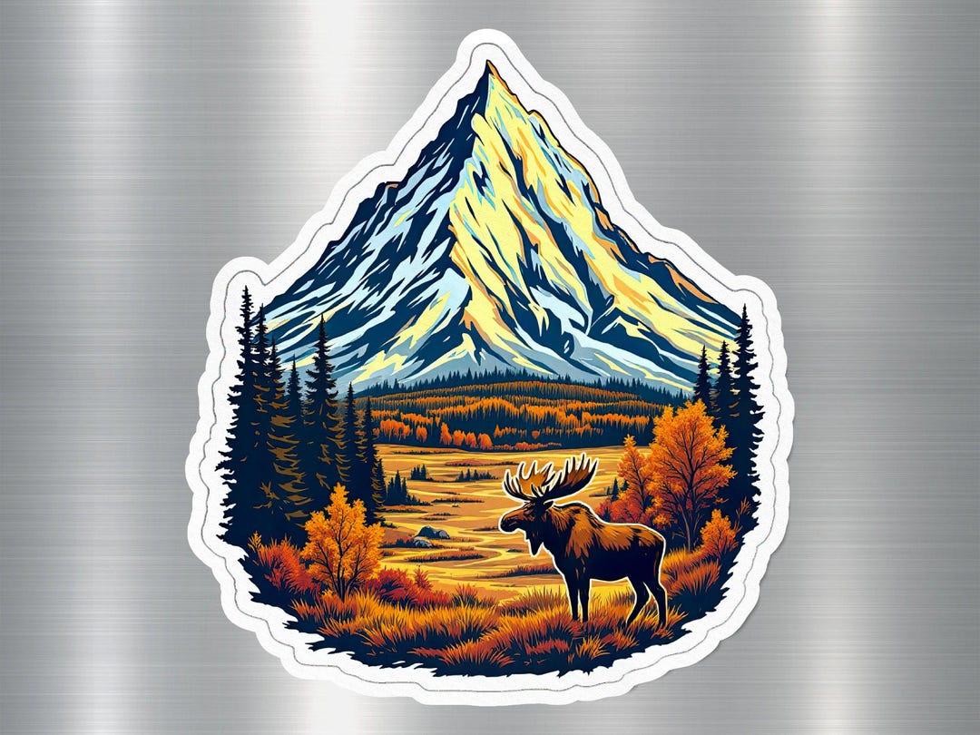 Mountain Magnet Moose Wildlife Art Nature Scene Fridge Decor Rustic ...