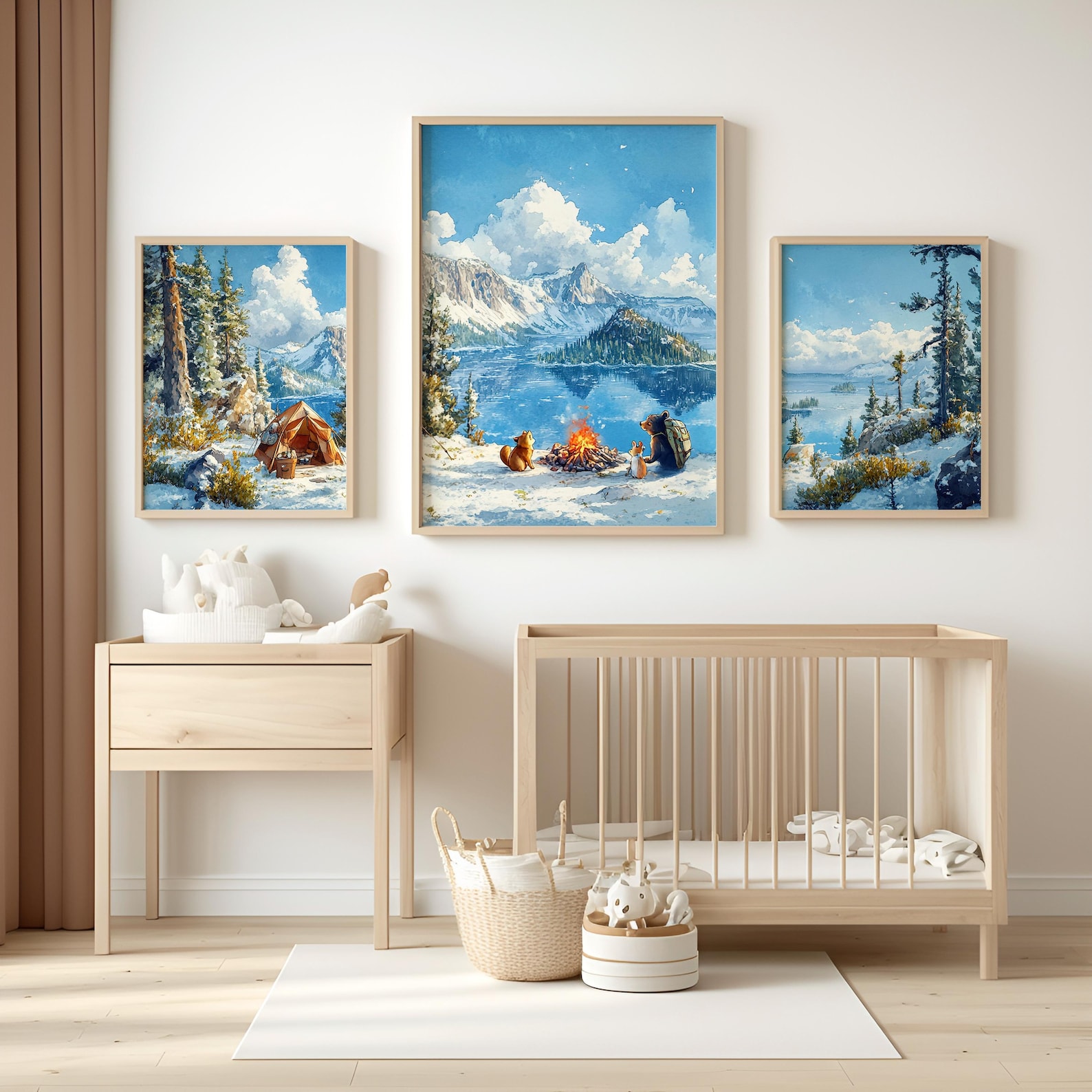 Winter Triptych Wall Art Set Printable | Snowy Landscape Digital ...