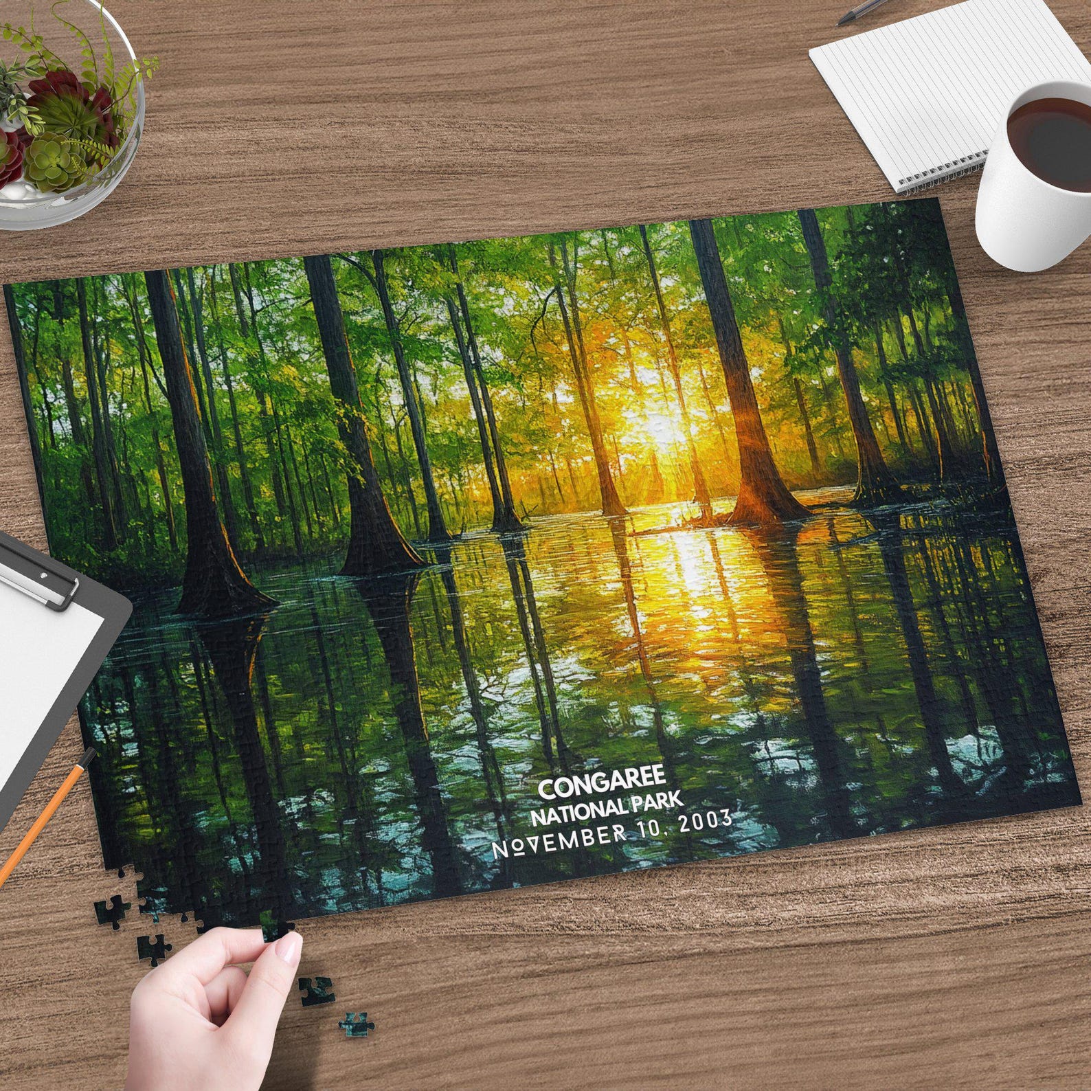 Scenic Congaree National Park Puzzle, Serene Wetland Sunrise Puzzle ...