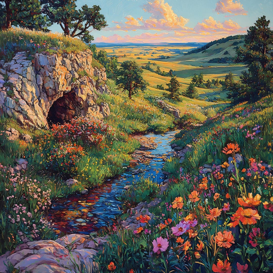 Wind Cave (south Dakota) National Park Painted Oil on Canvas Wall Clock ...