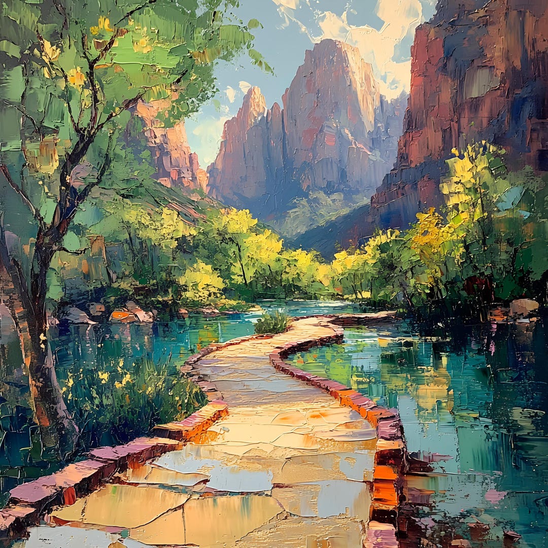 Zion (utah) National Park Painted Oil on Canvas Wall Clock - Etsy