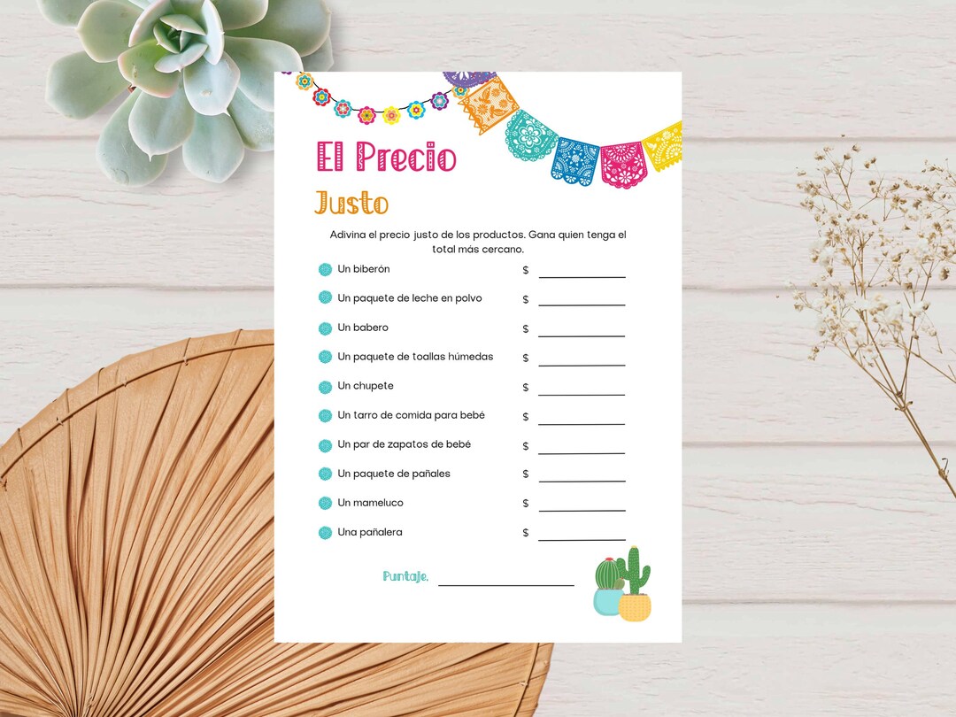 El Precio Justo, the Price is Right, Baby Shower Template, Printable ...