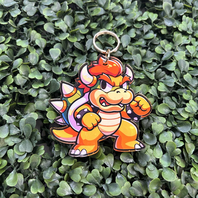Bowser Keychain Acrylic Super Mario Custom Unique Key Ring - Etsy