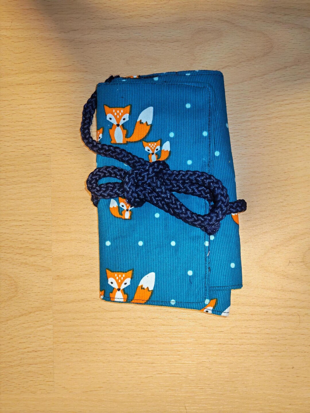 Roll-up Pencil Case With Green Polka Dot Pattern and Foxes - Etsy