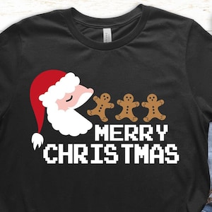 Pac-man Merry Christmas Shirt, 90s Santa Pacman Tee, Funny Holiday ...
