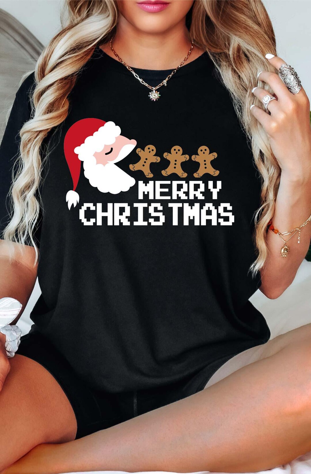 Pac-man Merry Christmas Shirt, 90s Santa Pacman Tee, Funny Holiday ...