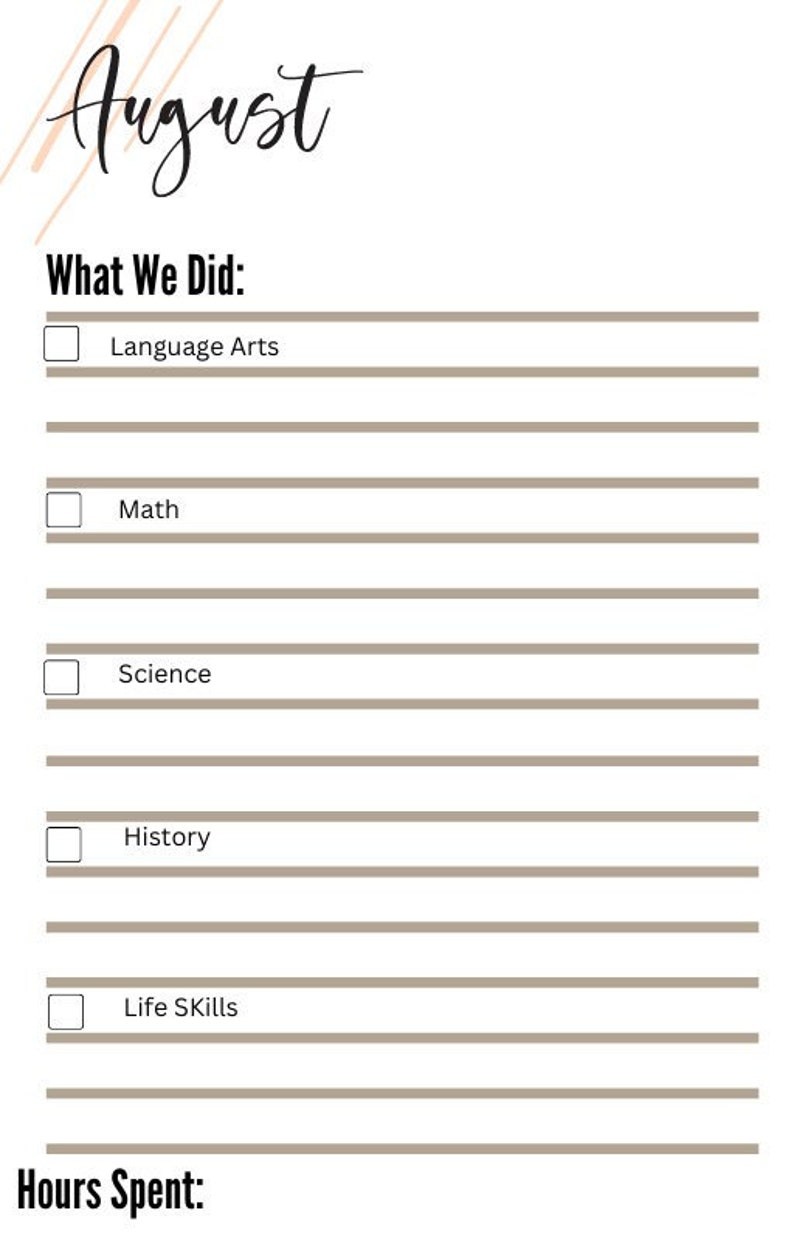 Homeschool Record Keeping Log - Etsy