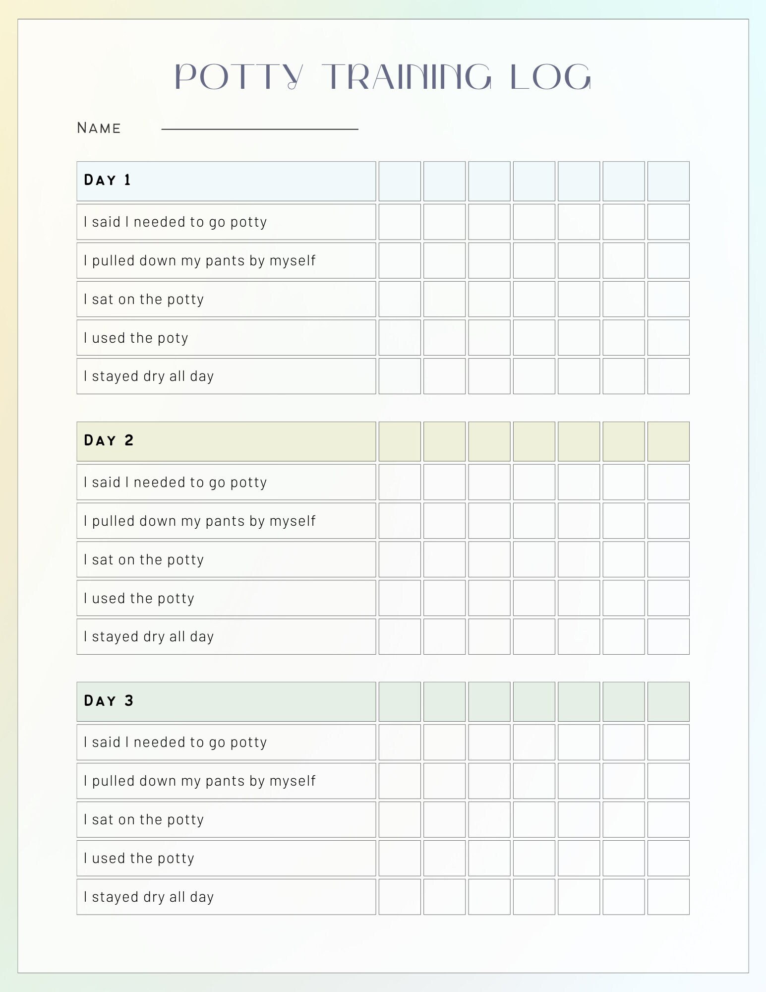 Potty Training Log - Etsy