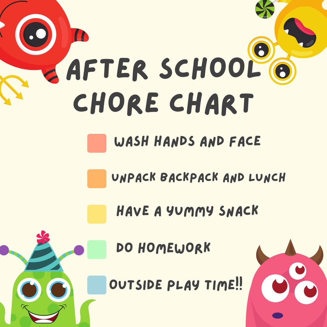 Monster Theme After School Chore Chart - Etsy