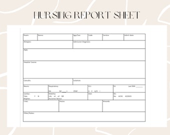 Full Size Printable Nurse Report Sheet Simple Nurse Brain Sheet Med ...