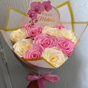 Happy Mothers Day Ribbon Rose Bouquet Handmade - Etsy