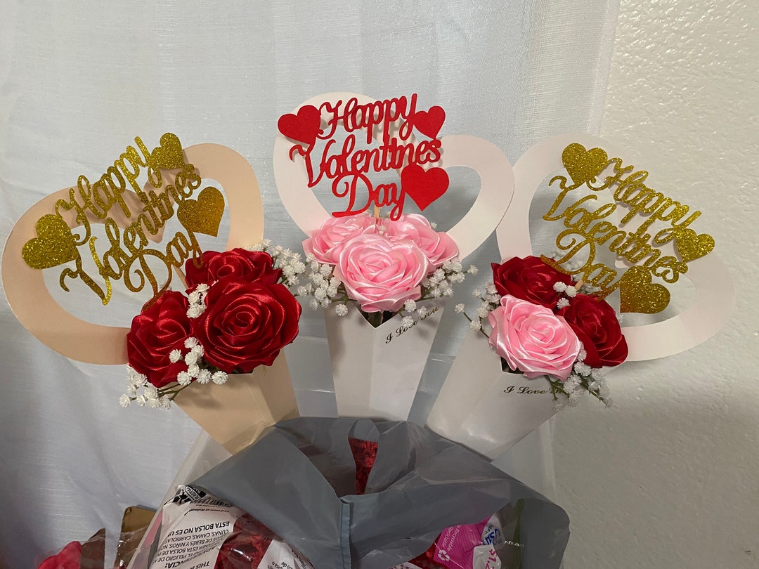 Valentines/ MOTHERS Day Ribbon Rose Bouquet Handmade - Etsy Australia