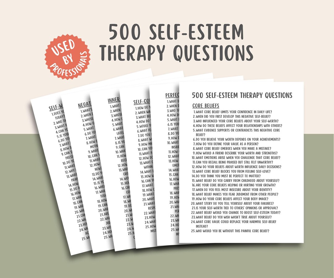 500 Self-esteem Therapy Questions, Confidence Workbook, Mental Health ...