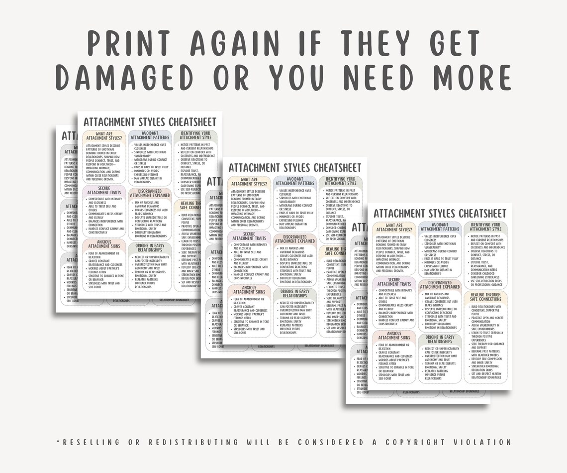 Attachment Style Cheatsheet, Relationship Patterns Guide, Emotional ...