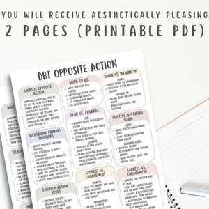 DBT Opposite Action Cheat Sheet PDF, Emotion Regulation, Coping Skills ...
