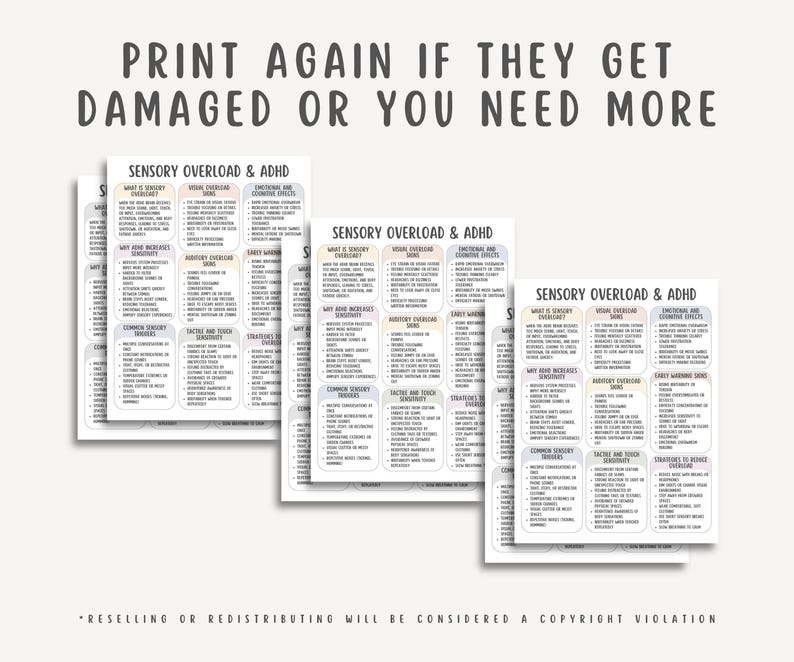 Sensory Overload & ADHD Cheatsheet, ADHD Sensory Processing ...