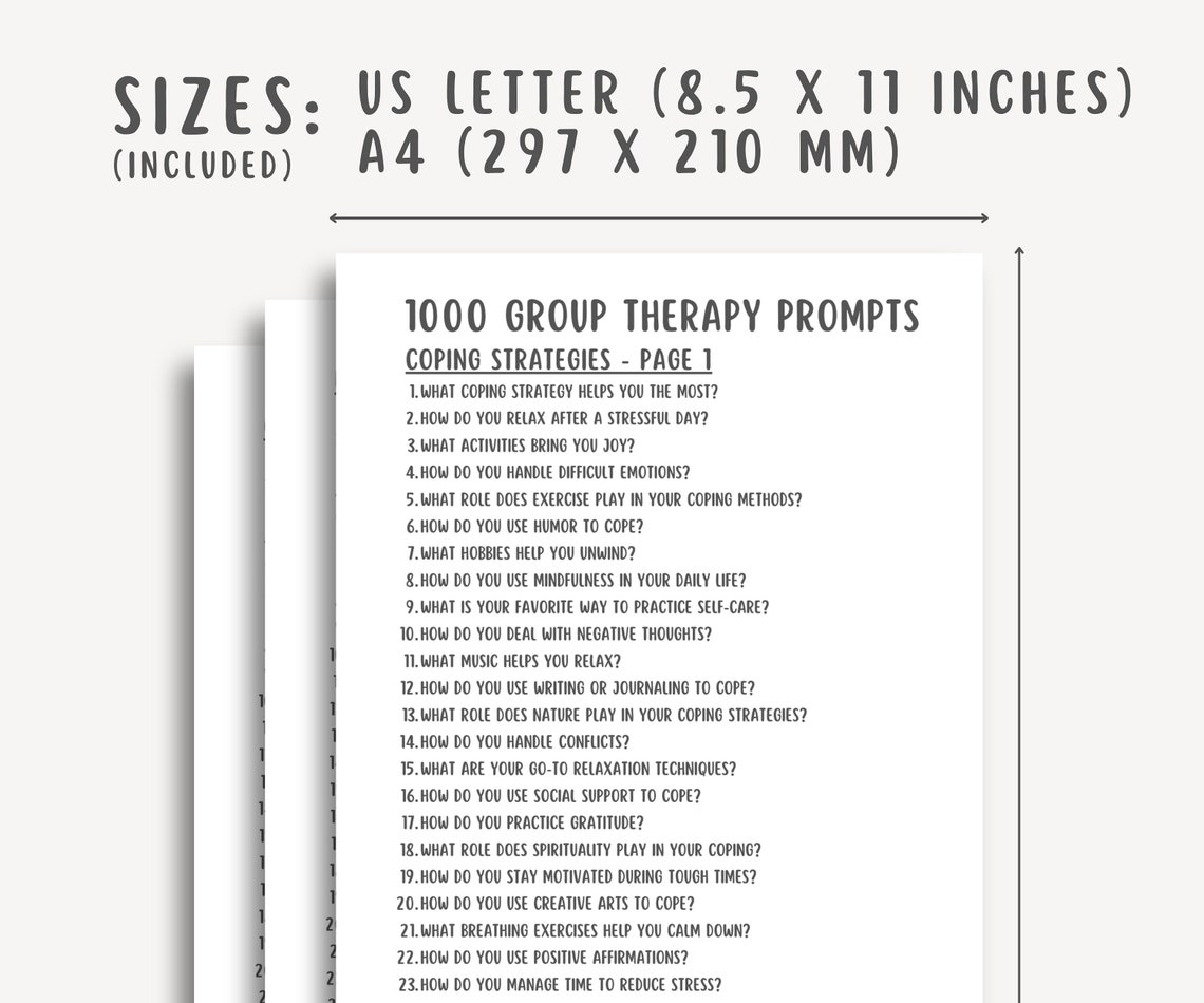 1000 Group Therapy Prompts, Open Ended Questions for Group Therapy ...