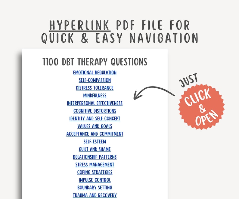 1100 DBT Therapy Questions, Dialectical Behavioral Therapy, Cognitive ...
