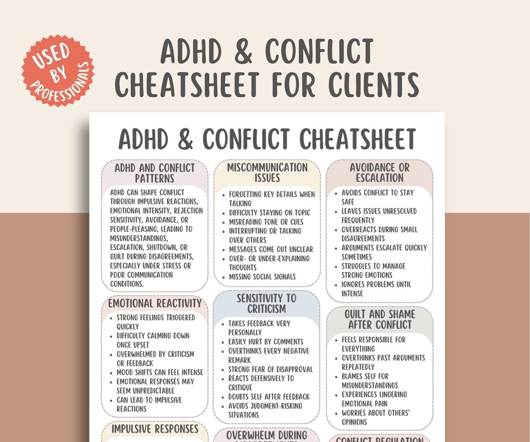 ADHD & Conflict Cheatsheet, Emotional Reactivity ADHD, Relationship ...